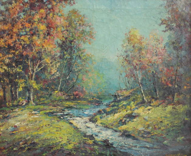 Gustave Adolph Hoffman Spring Landscape W/stream