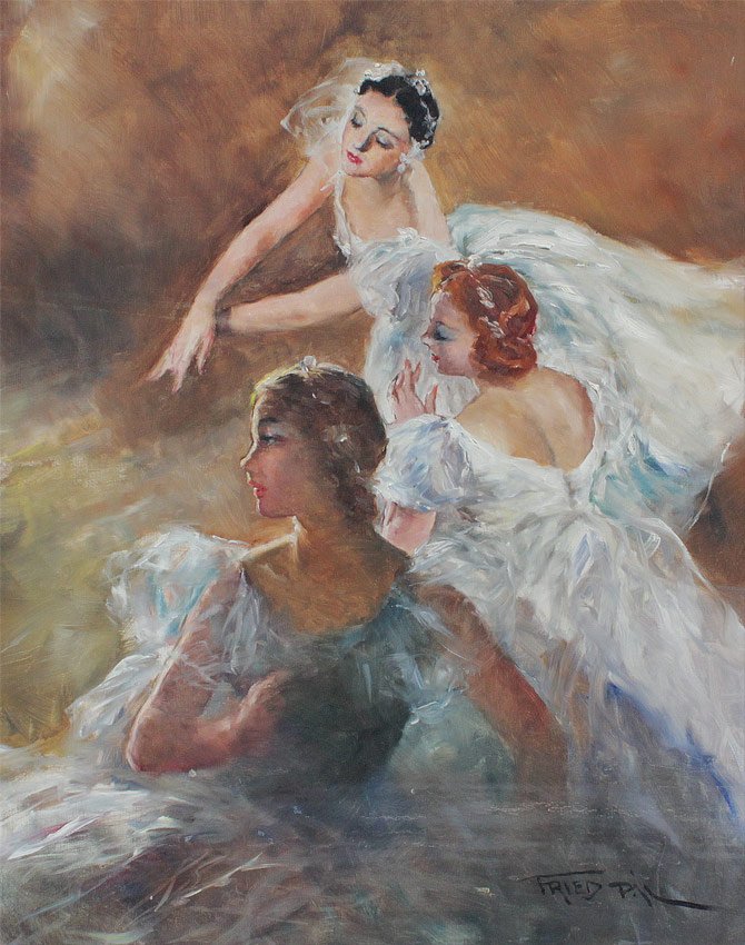 FRIED PAL THREE BALLERINAS PAINTING
