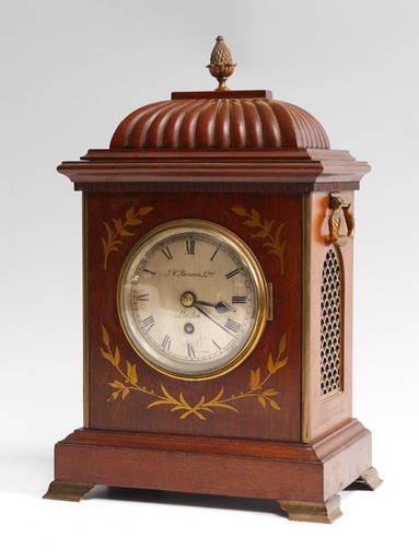 English J.w. Benson Brass Inlay Bracket Clock