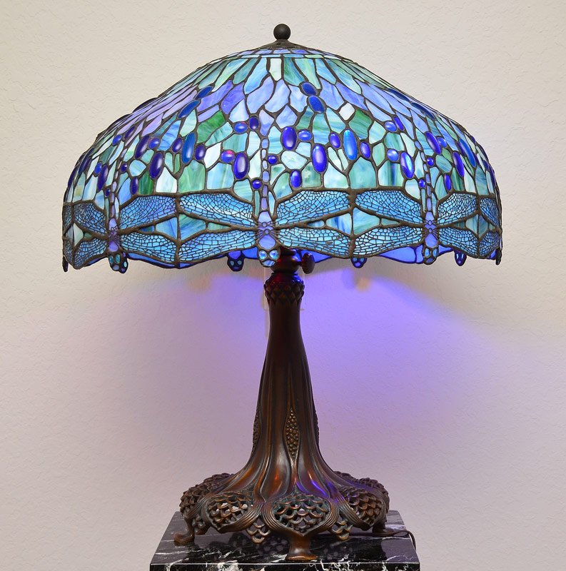 TIFFANY STYLE DRAGONFLY LAMP - Nov 17, 2013 | Burchard Galleries Inc in FL