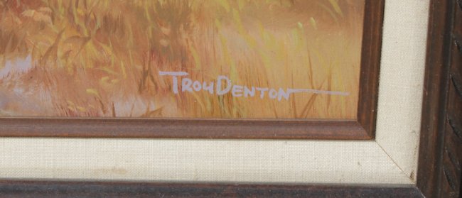 TROY DENTON INDIAN BUFFALO HUNT PAINTING : Lot 1404