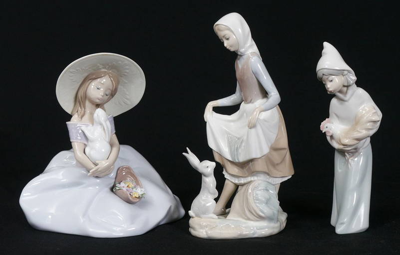 3 LLADRO GIRLS WITH BUNNY RABBIT AND ROOSTER - Apr 27, 2014 | Burchard ...