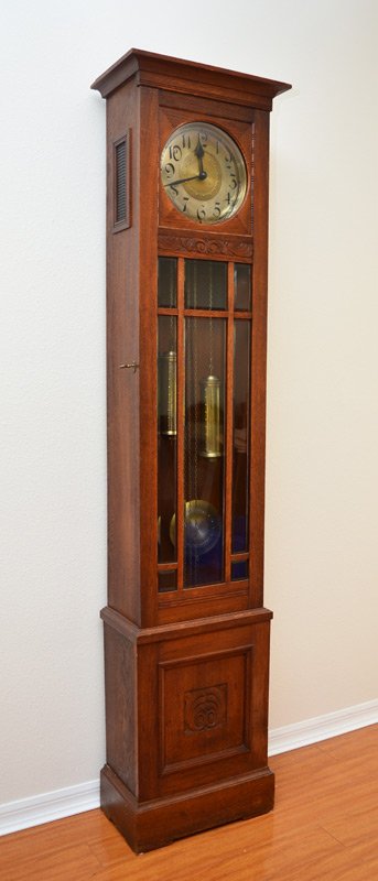 MAUTHE OAK GERMAN DECO GRANDFATHER CLOCK