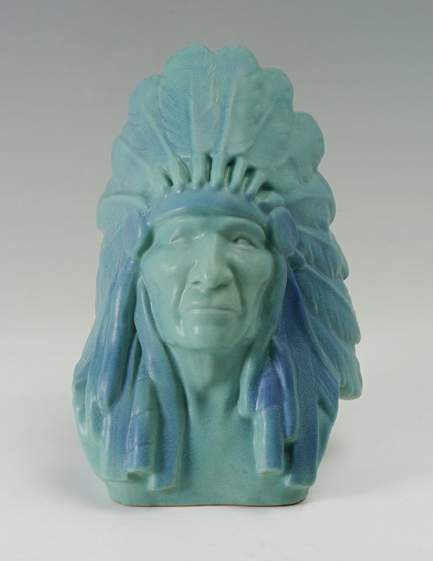 VAN BRIGGLE CHIEF TWO MOONS POTTERY BUST