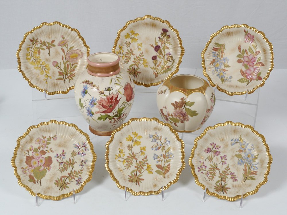Royal Worcester & Teplitz Porcelain Plates & Vases