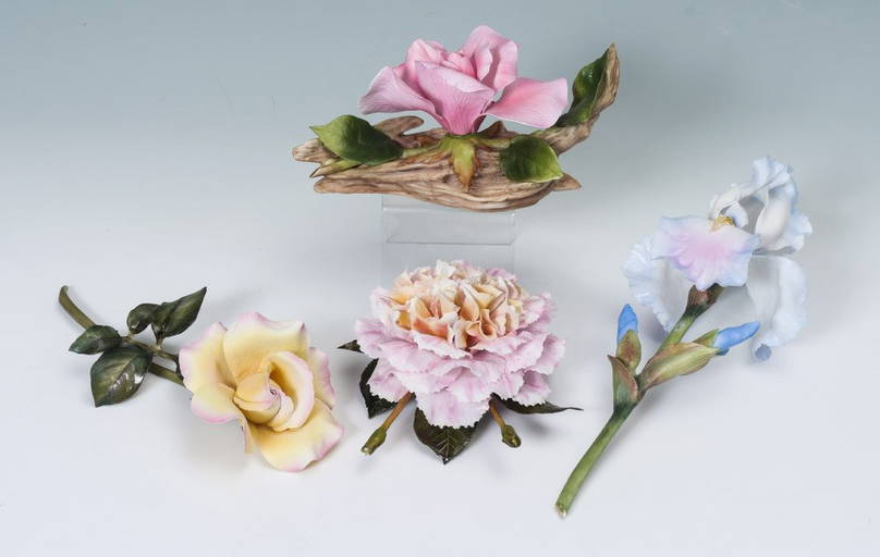 Group Boehm Porcelain Roses Iris & Cameelia