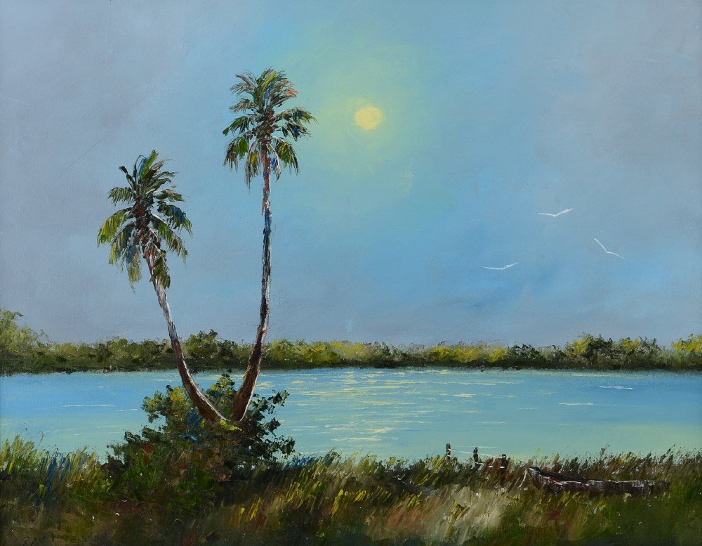 RAY MCLENDON HIGHWAYMEN MOONLIGHT RIVER PAINTING