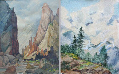 2 Watercolor Paintings Signed E.m. May