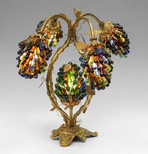 Brass & Glass Grape Cluster Table Lamp