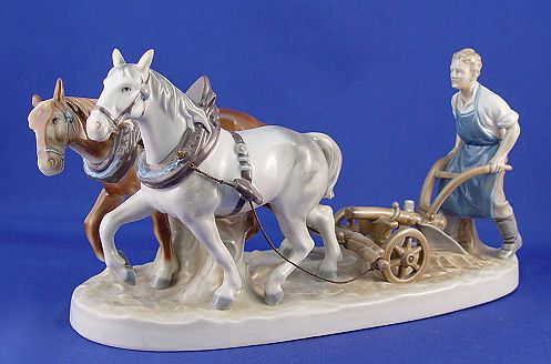 1430: CARL SCHEIDIG GRAFENTHAL PORCELAIN FARMER HORSES