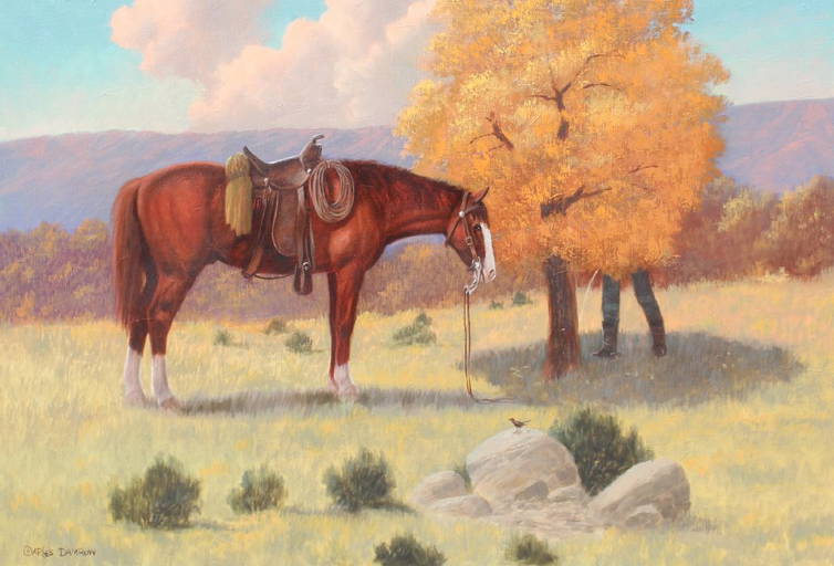 Charles Damrow Painting Cowboy And Horse