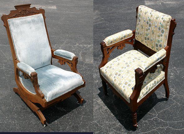 Eastlake Victorian Platform Rocker & Chair