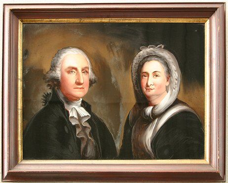 Reverse Painting Glass George & Martha Washington