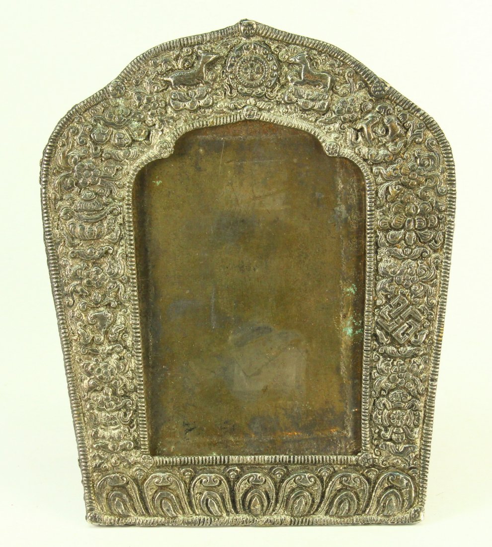 Antique Tibetan Silver Picture Frame Pocket Shrine