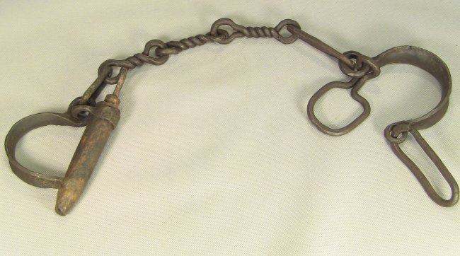 1700/1800s SLAVE TRADE Shackles Handcuffs Hammered Iron : Lot 466