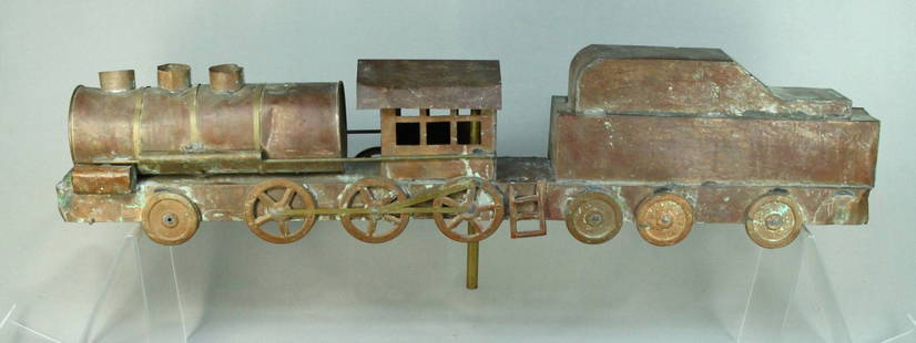 Folk Art Carved Steam Train Locomotive
