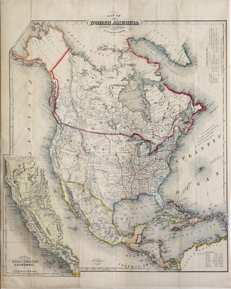 Rare 1850 map of North America by J. Calvin Smith
