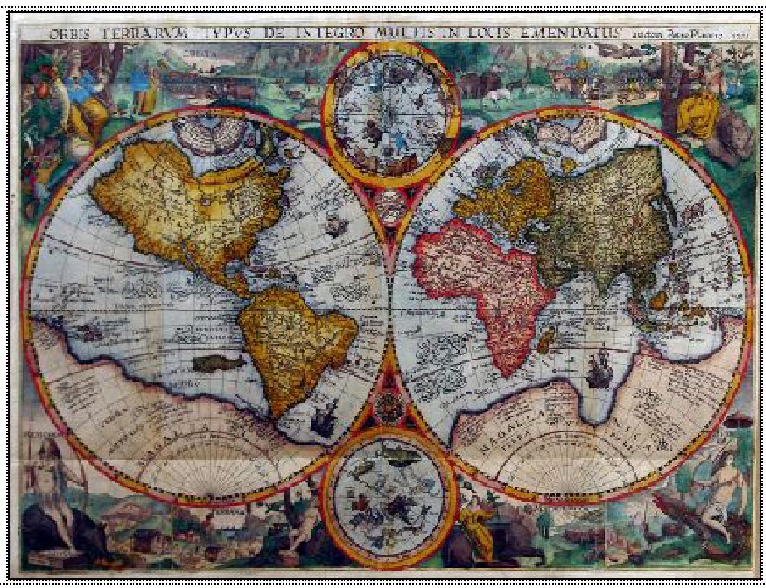 Petrus Plancius Engraved World Map