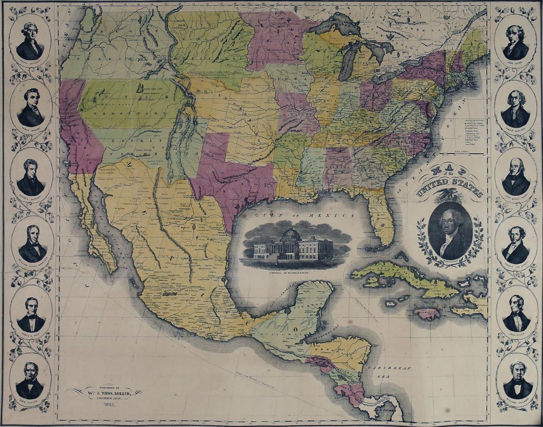 Miller Map of the US with Presidential Portraits