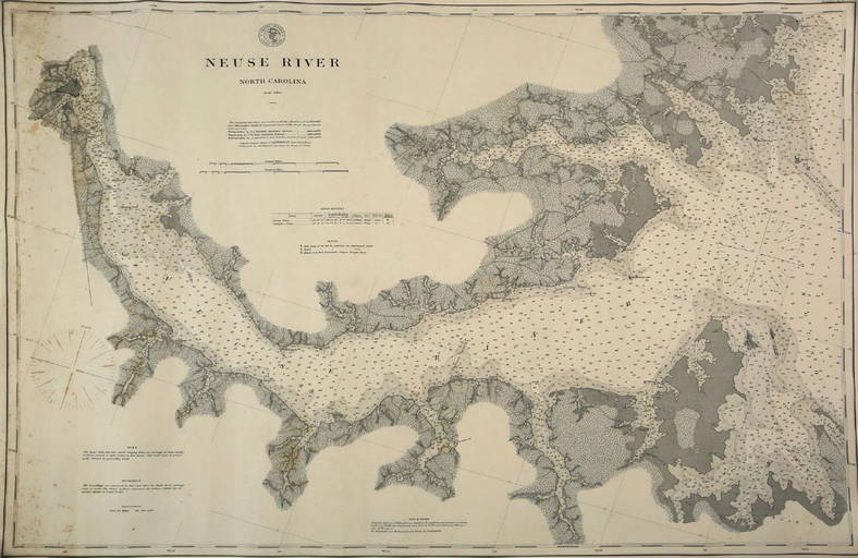 Rare Captain's Chart Of Neuse River, Nc