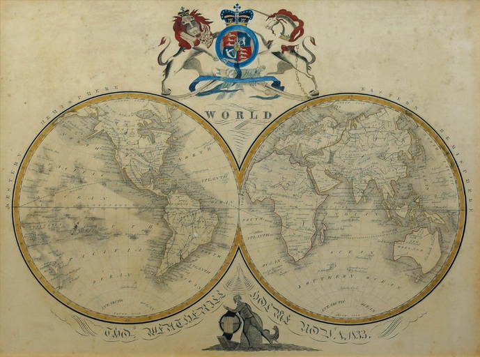 English World Map, 1833 - Jan 26, 2019 | Arader Galleries in NY