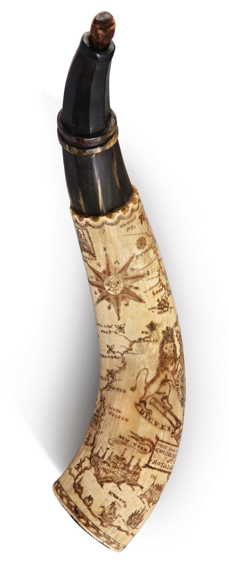 French and Indian War Map Powder Horn - Jan 23, 2021 | Arader Galleries ...