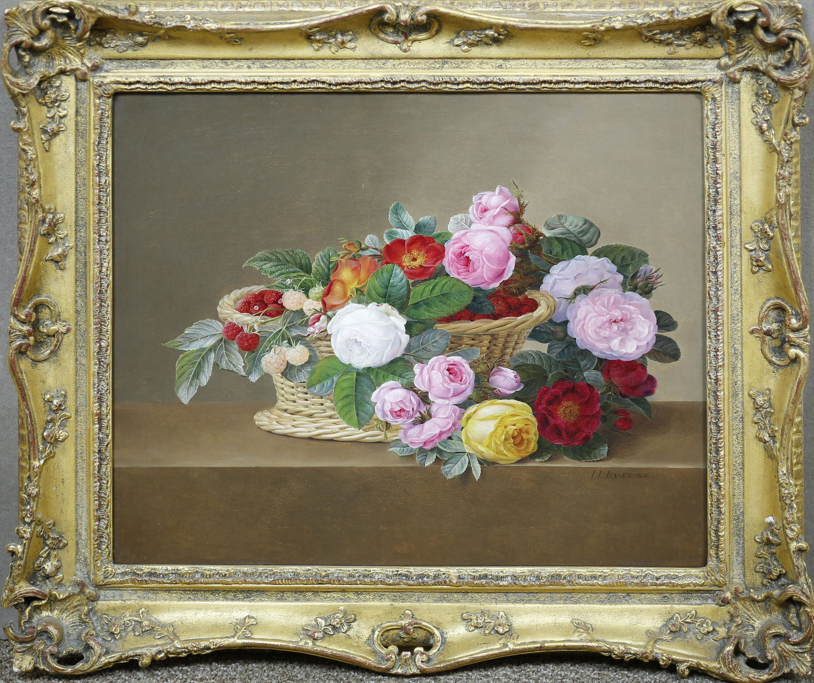 Johan Jensen Oil Of Still Life Of Roses