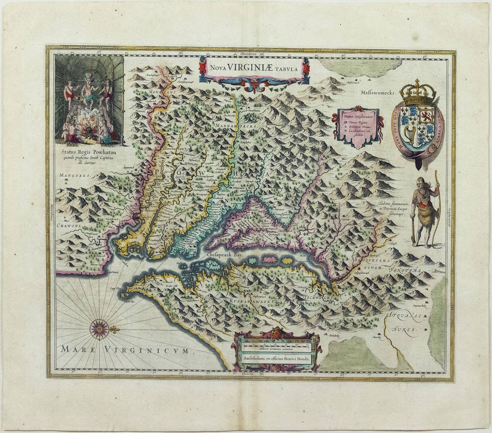 Hondius Map Of Virginia, 1630 Auction