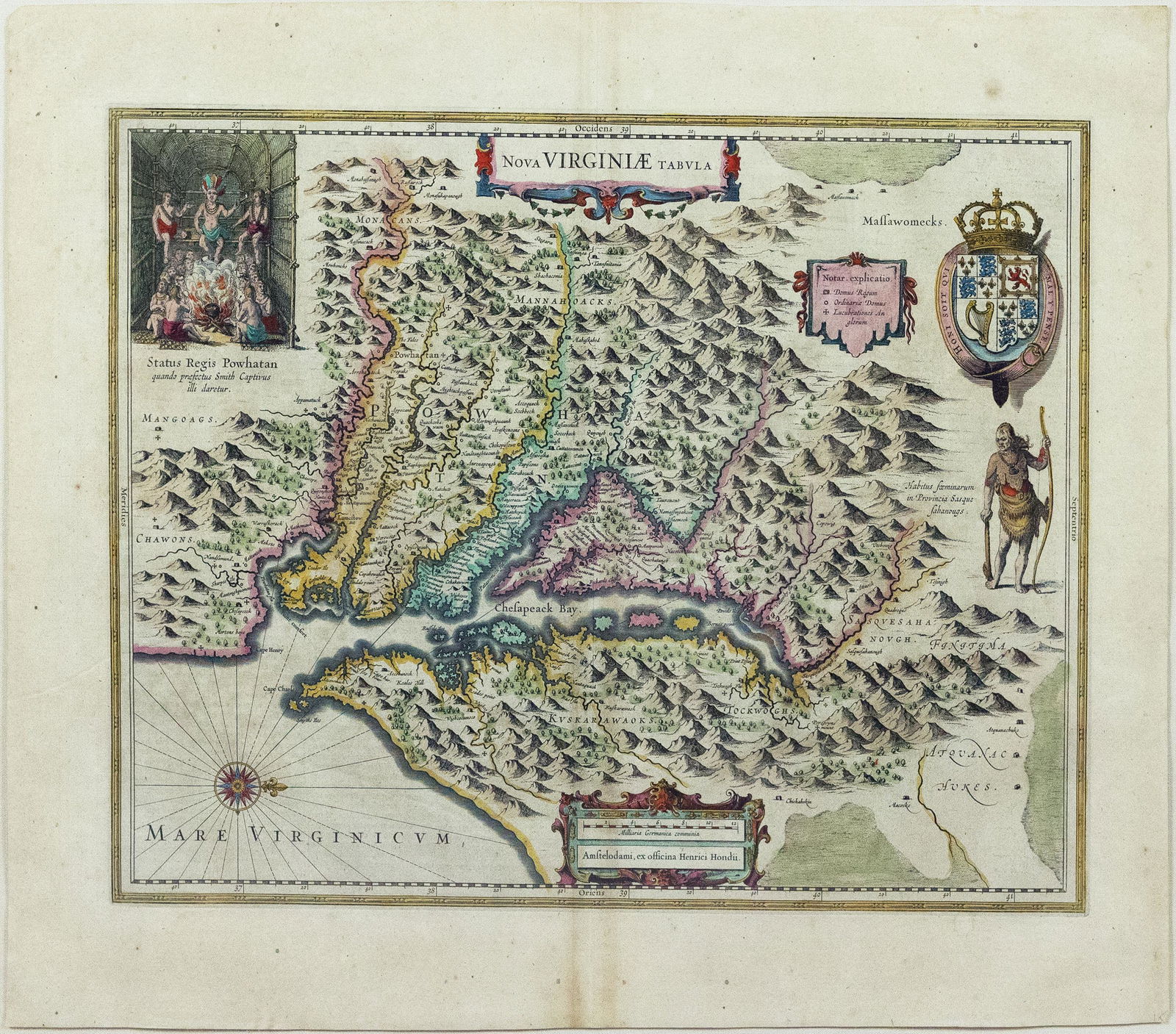 Hondius Map Of Virginia, 1630 Auction