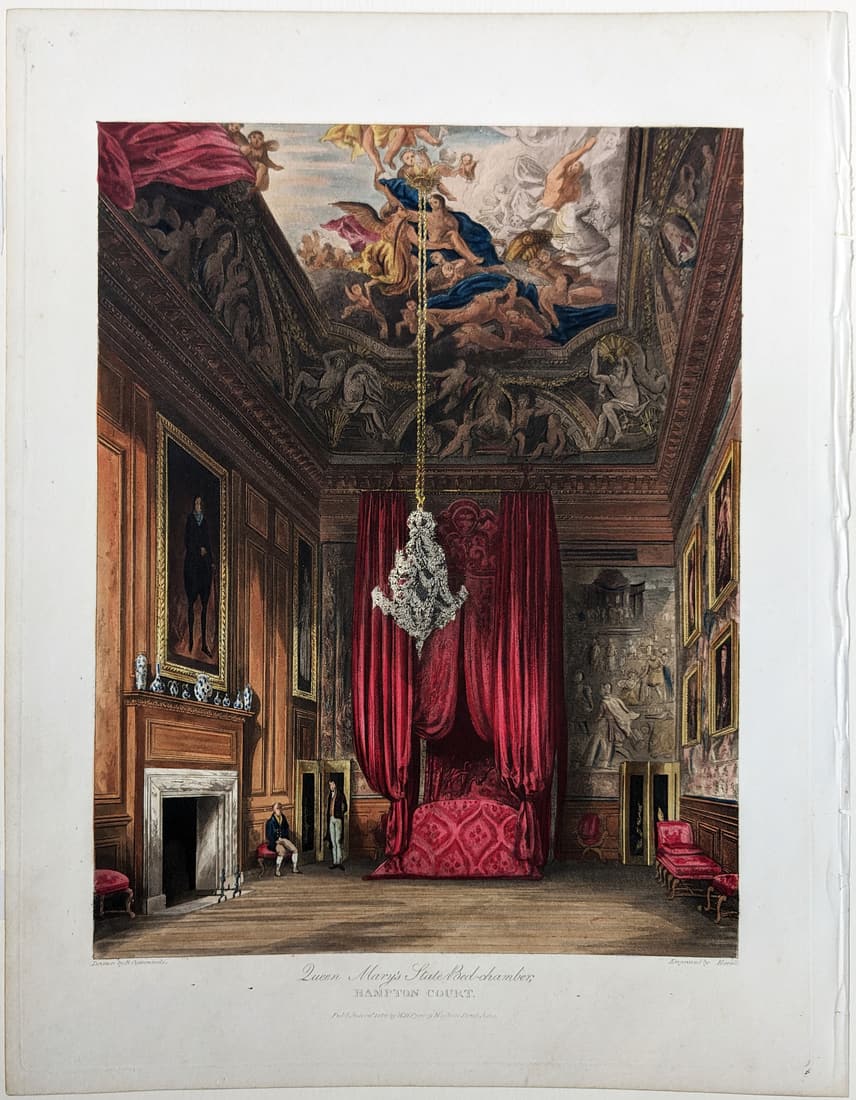 Pyne Royal Residences Aquatint, Queen Mary's State Bed-chamber ...