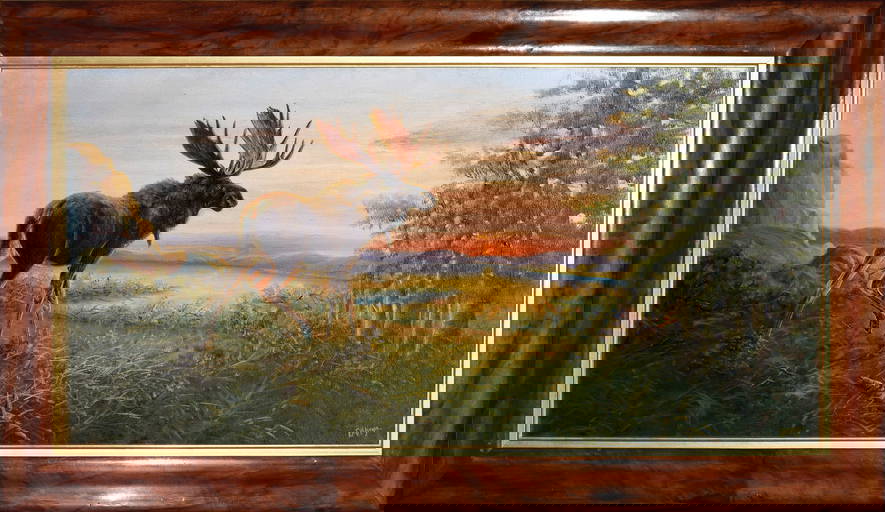 Hoyer Original Oil, Moose In A Sunset