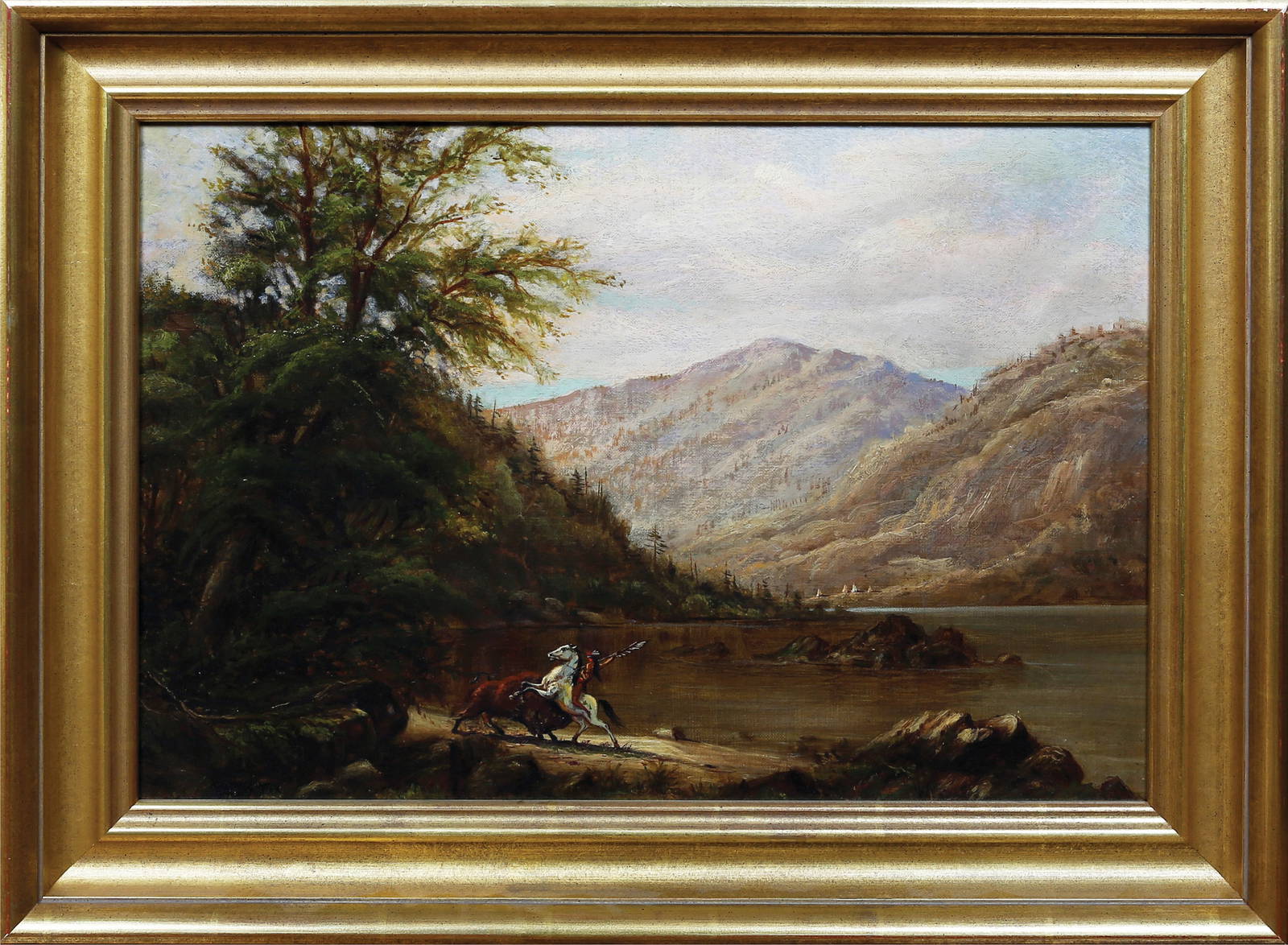 Atkinson Original Oil, Indian Hunting Buffalo, Rocky Mountains Auction