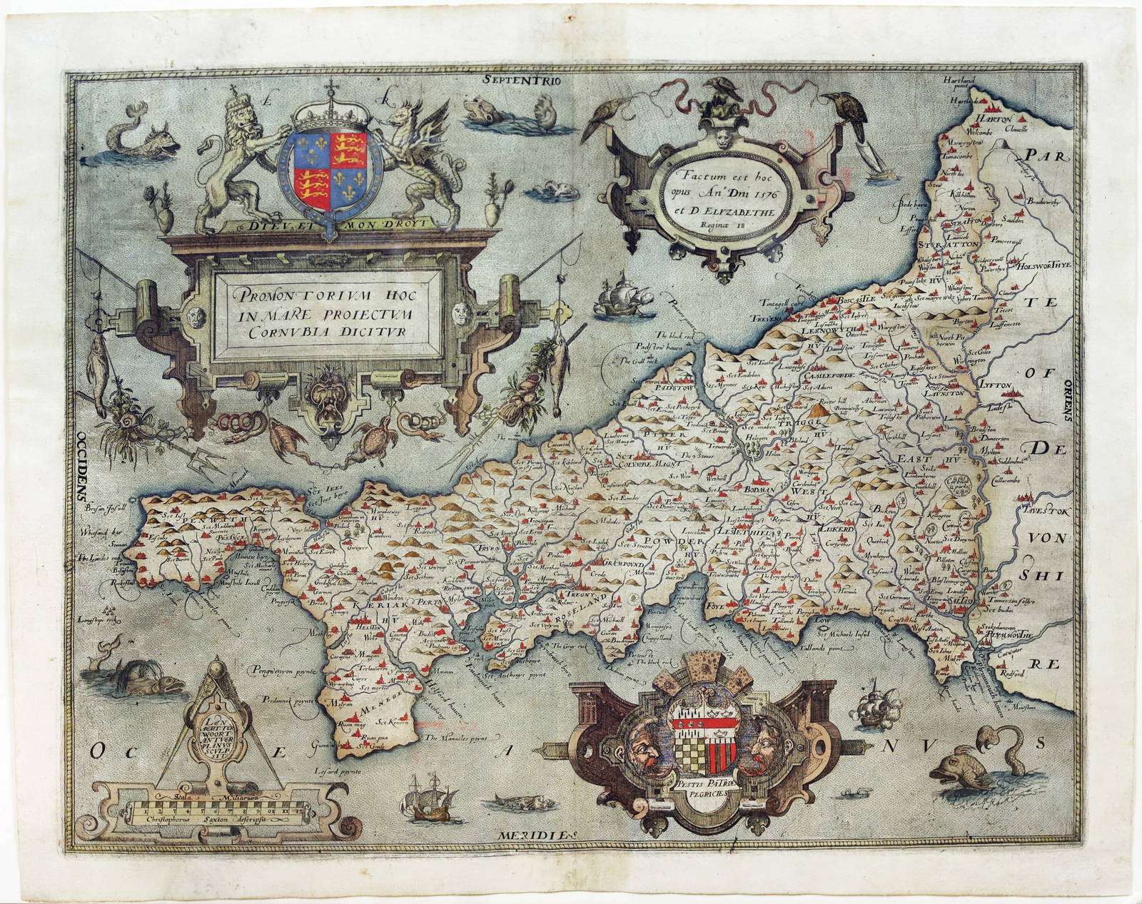 Saxton Map Of Cornwall Auction