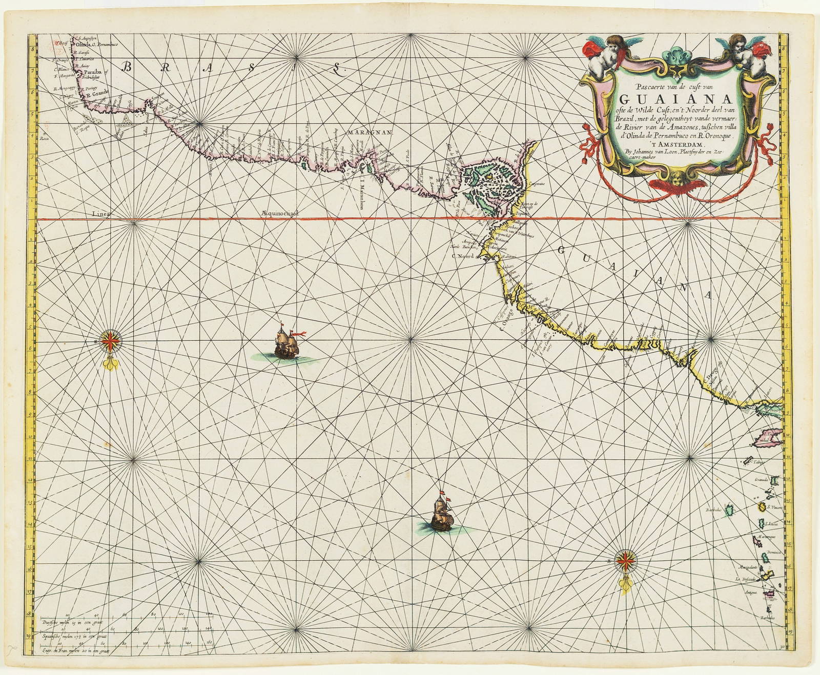 Van Loon Map Of The Guaiana And Brazil Auction