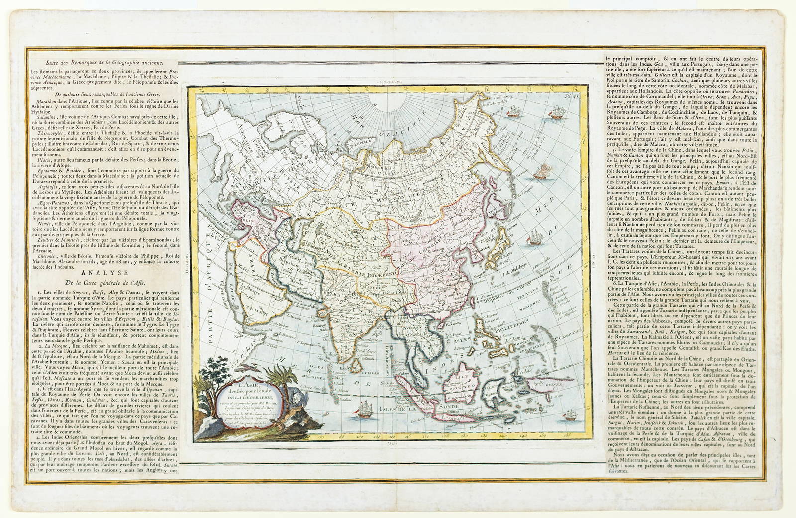 Brion De La Tour Engraved Map Of Asia 1765 Auction