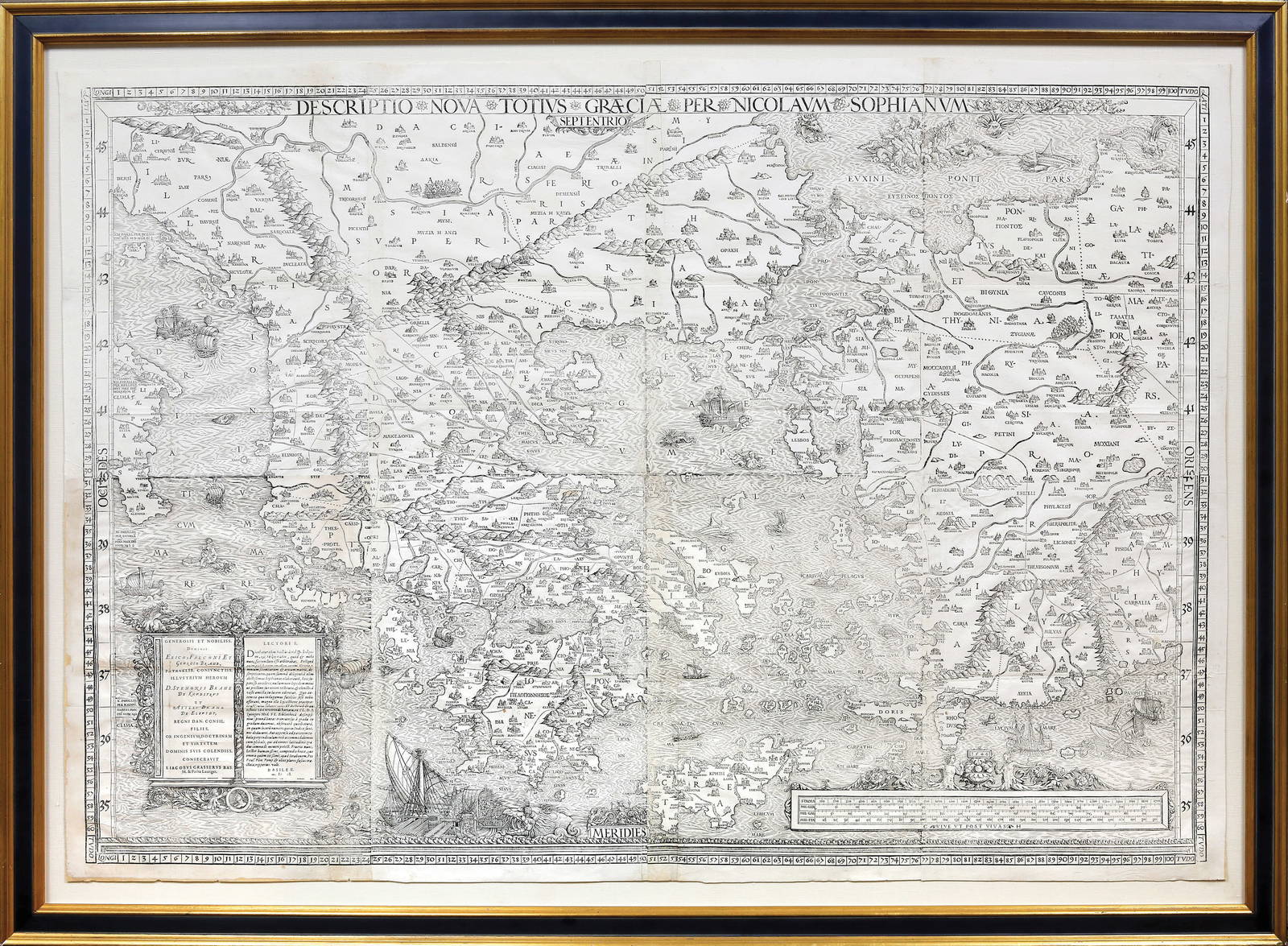 Nikolaos Sophianos Woodcut Wall Map, Descriptio Nova Totius Græciæ Auction