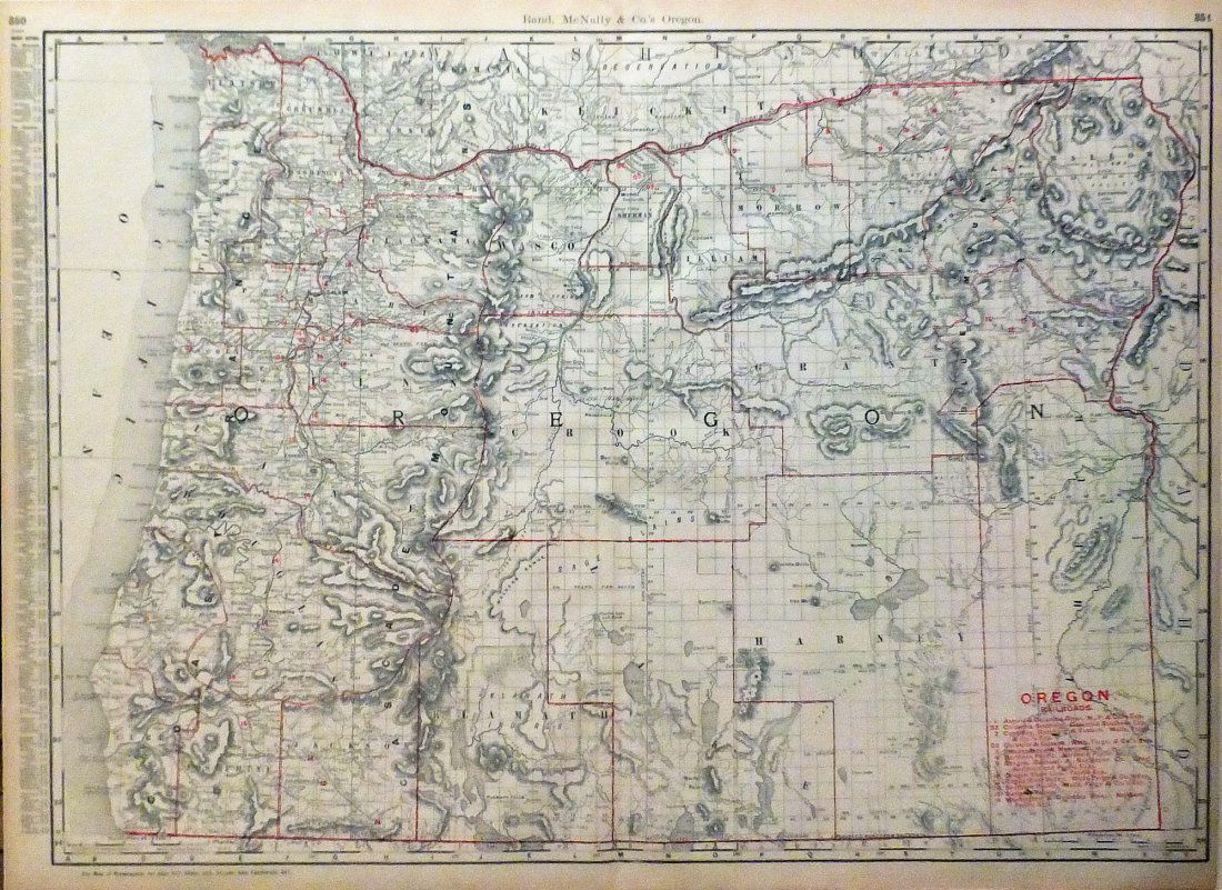 Rand, Mcnally & Co. Lithographed Map Of Oregon