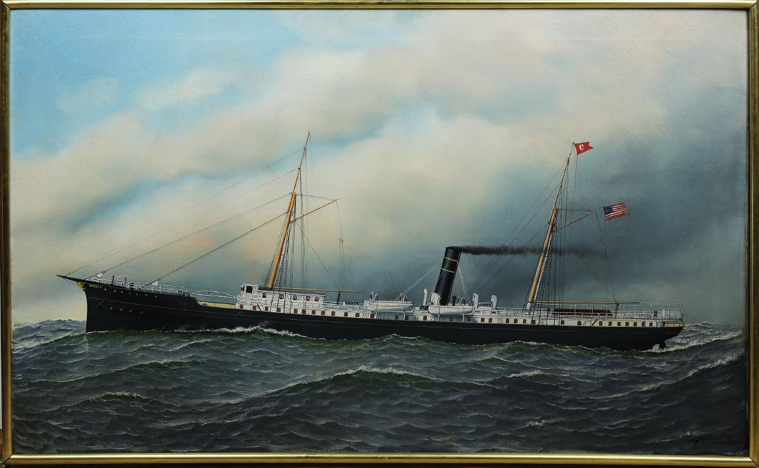 A Splendid Original Oil Painting of the Steamship