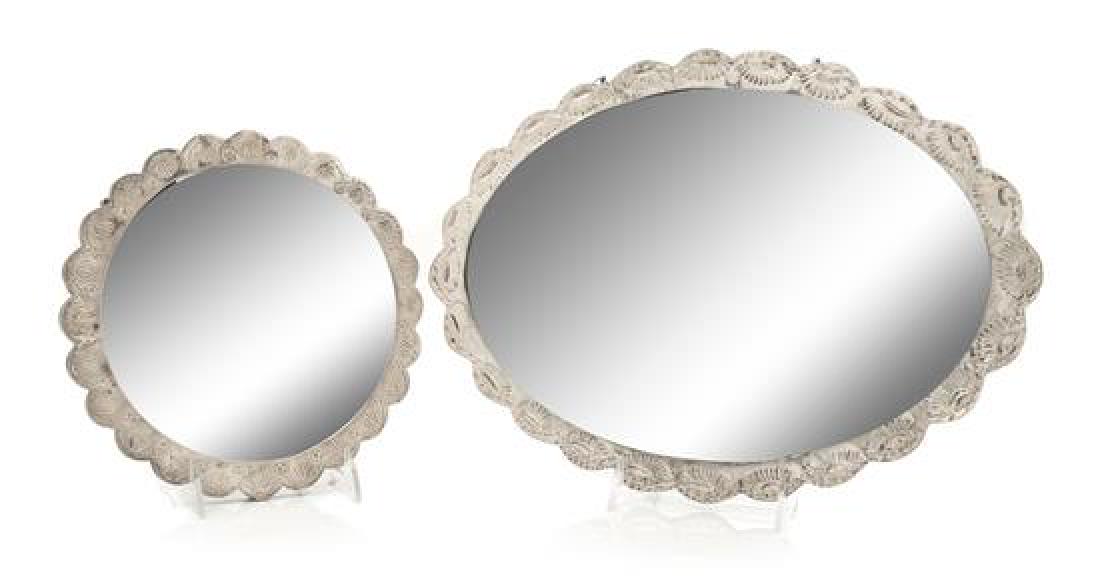 Two Ottoman Empire Style Turkish Silver Mirrors