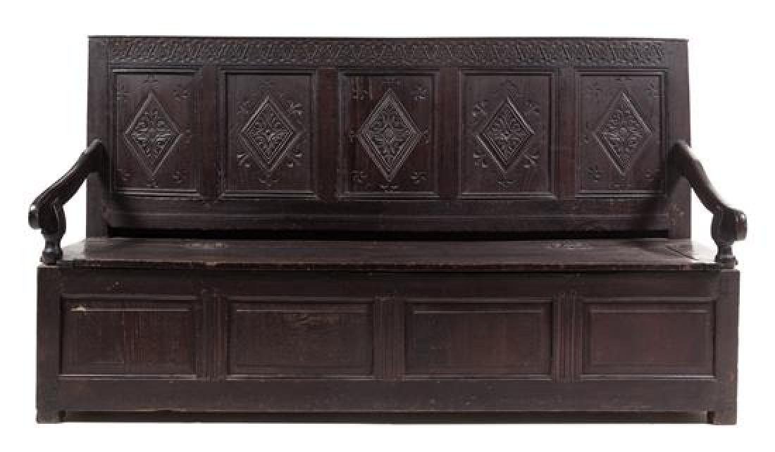 A Jacobean Style Oak Settle