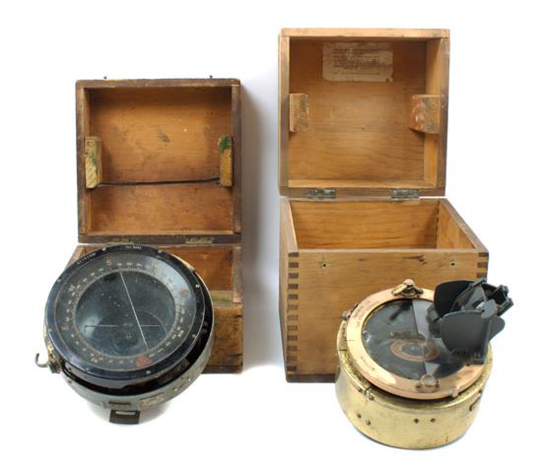 * An English Brass Mounted Ship's Compass Diameter Of