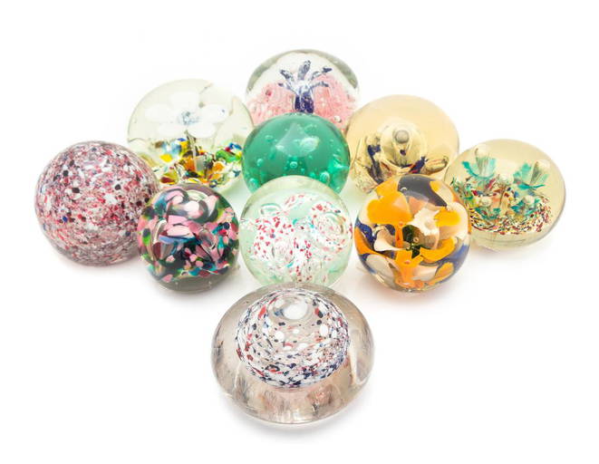 * A Group Of Ten Large Glass Paperweights/doorstops