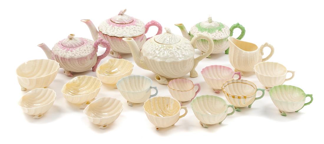 * An Assembled Belleek Neptune Tea Service Width Of