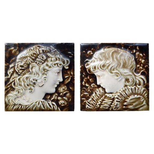 A Set Of Two Glazed Ceramic Tiles By Providential Tile