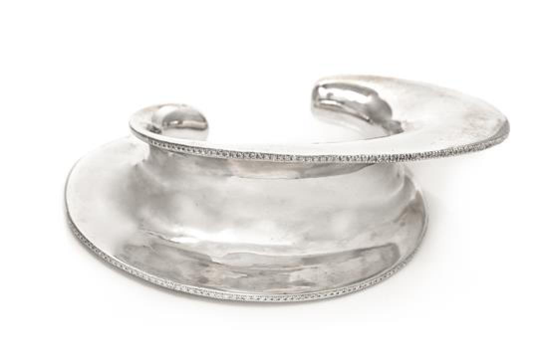 A Sterling Silver and Diamond 'Large Propeller Cuff'
