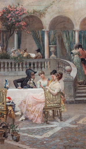 Mario Spinetti, (italian, 1842 1909), A Tea Party