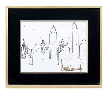 Donald Trump Signed New York City Skyline Sketch