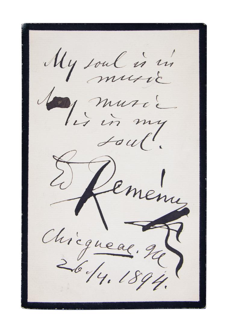 Remenyi, Ede, (Hungarian, 1828-1898), signed letter,