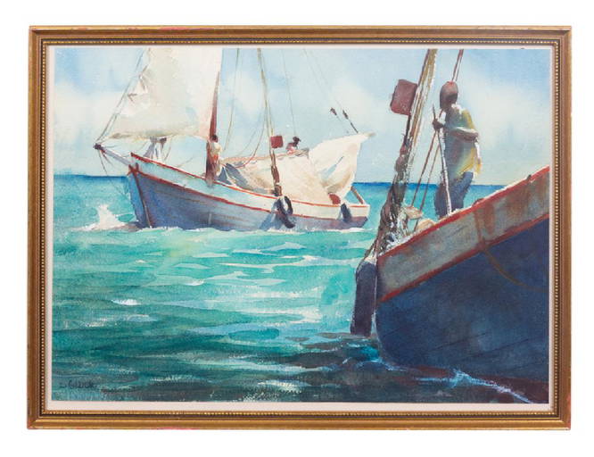 Larry Gluck(american, B. 1931)sailing Off Virgin