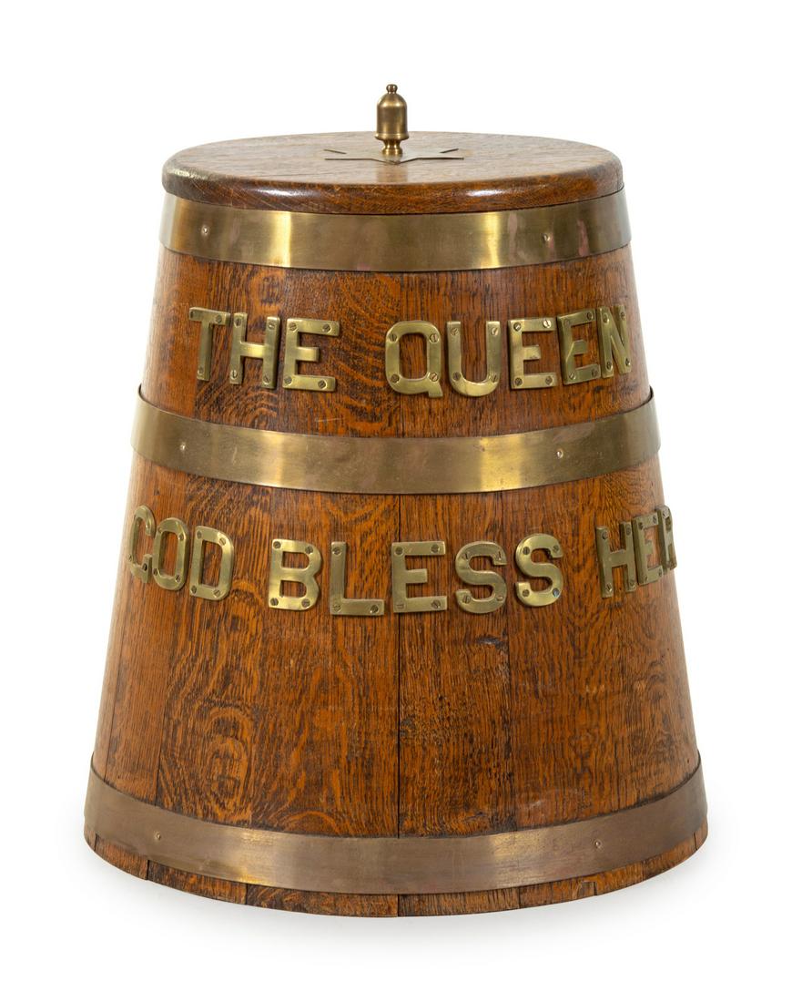 An English Oak And Brass Mounted Grog Barrel